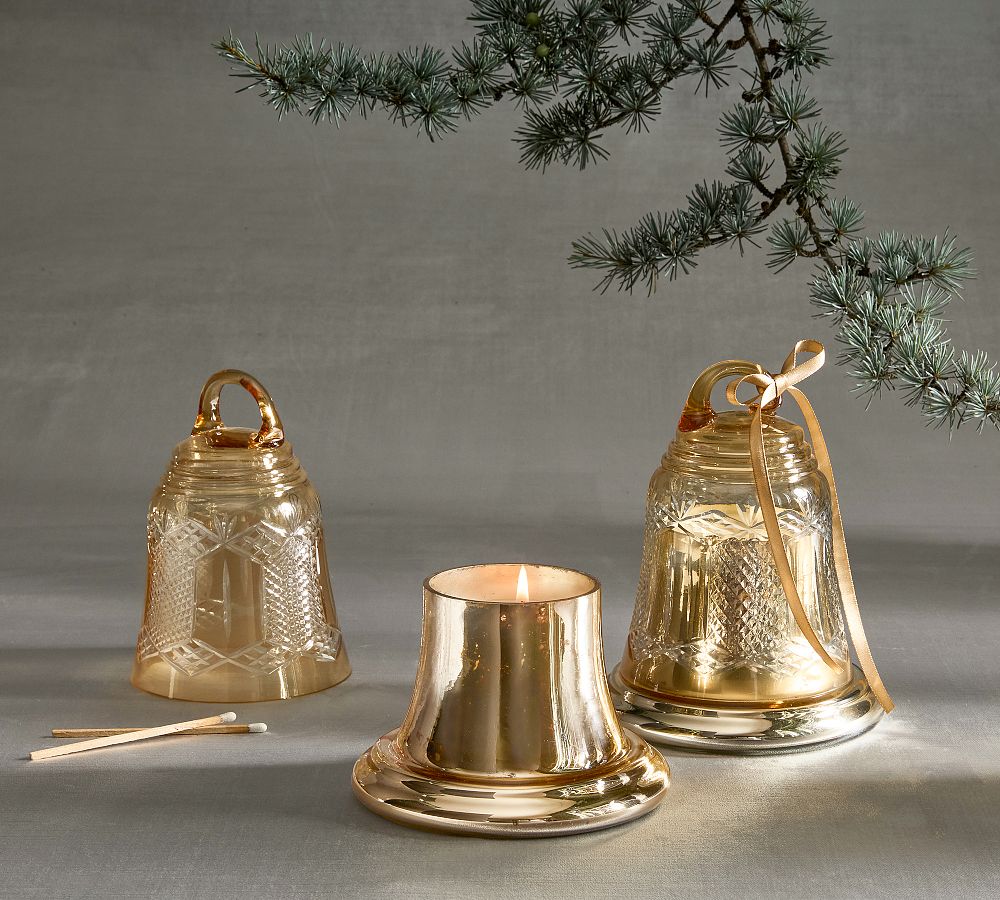 Cut Glass Bell Candle - Winter Spruce | Pottery Barn