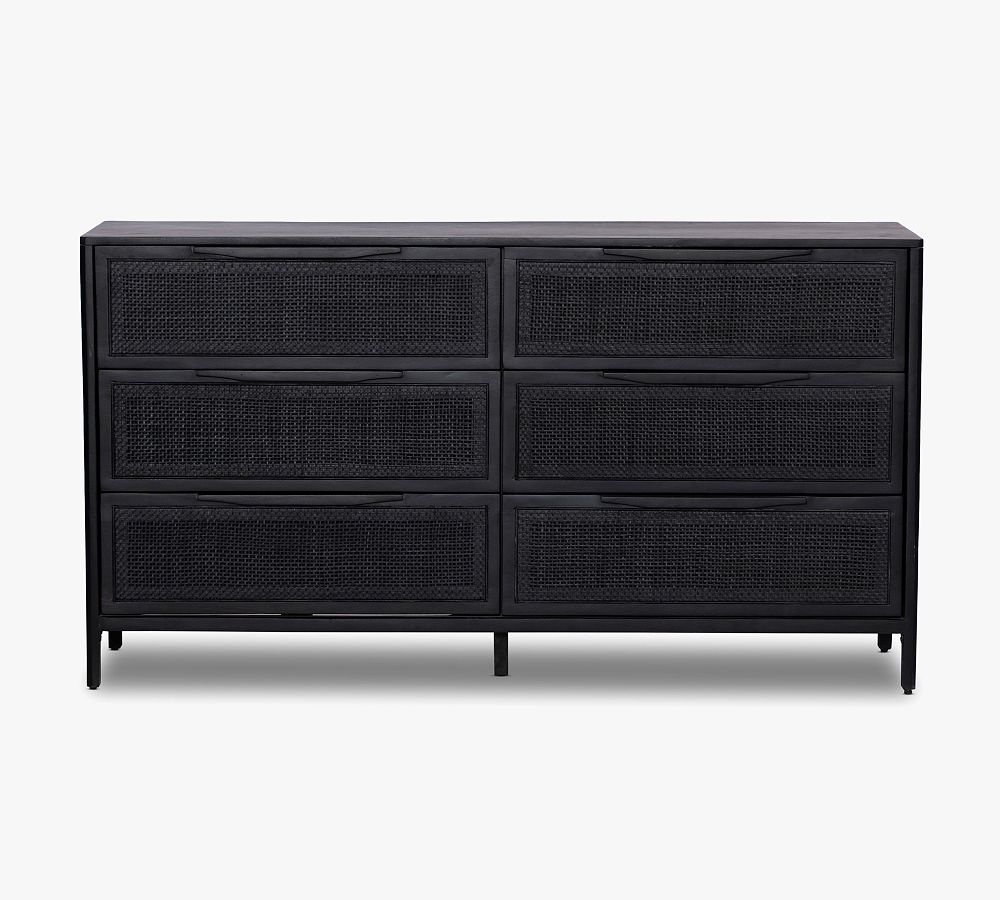 Open Box: Dolores 6-Drawer Cane Dresser - Black | Pottery Barn
