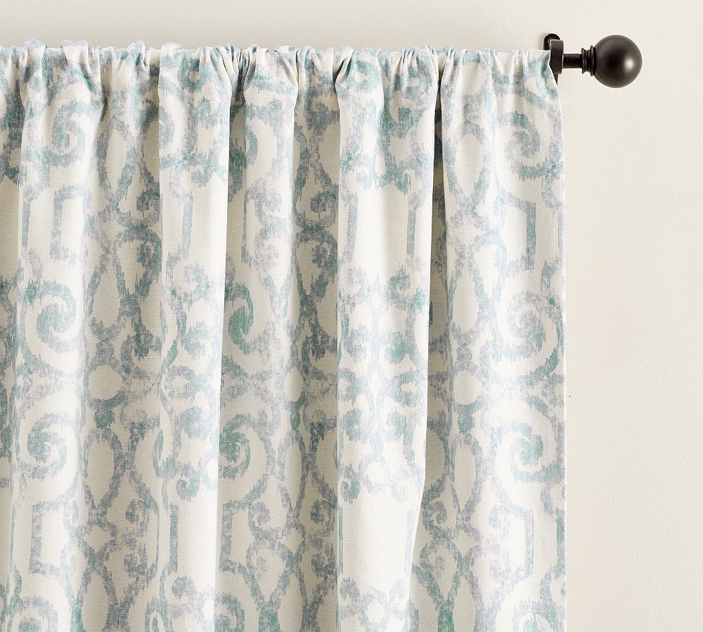 Open Box: Margot Scroll Print Rod Pocket Light Filtering Curtain, 50"W ...