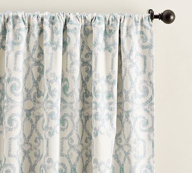 Open Box: Margot Scroll Print Rod Pocket Light Filtering Curtain, 50"W ...