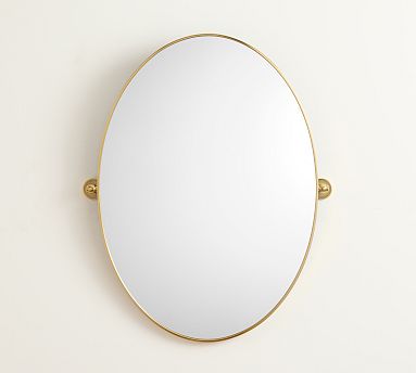 Open Box: Sansome Oval Pivot Mirror, 23"W x 32"H - Vintage Brass ...