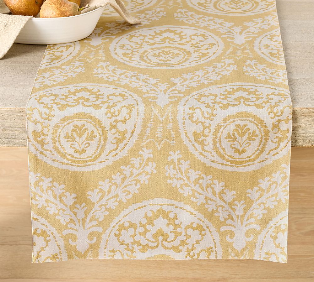 Lena Medallion Organic Cotton Table Runner | Pottery Barn