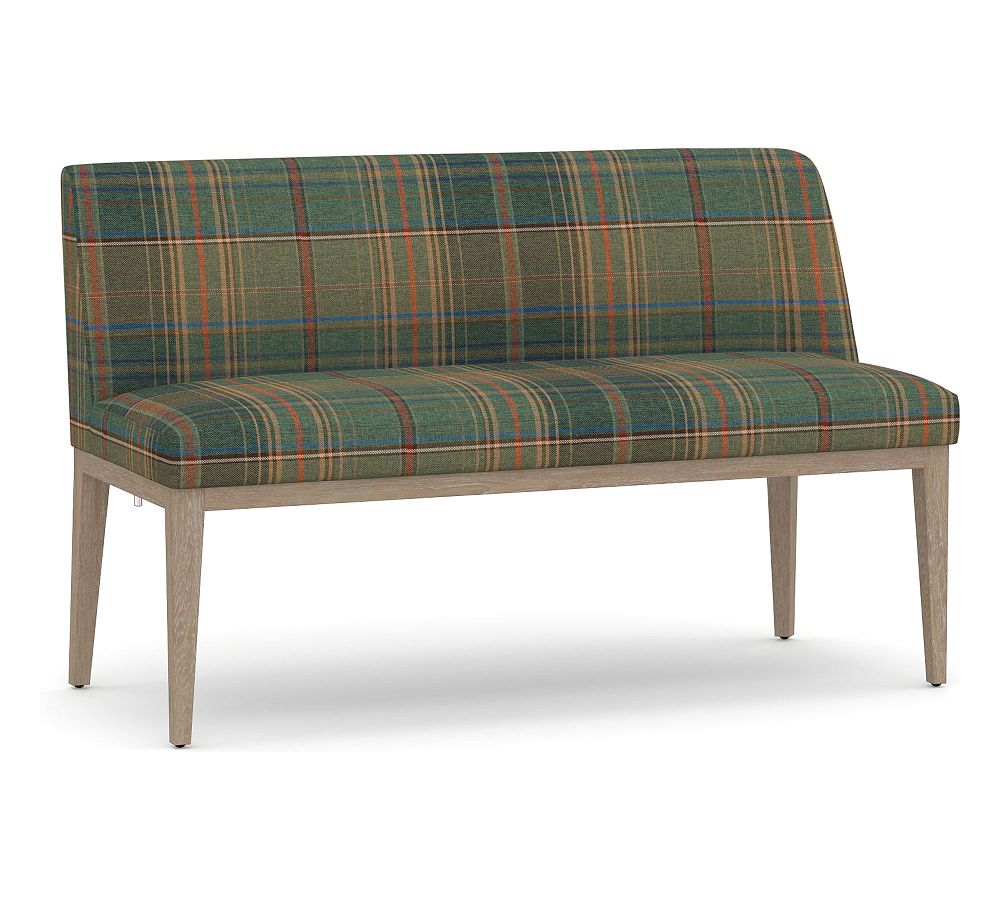 Open Box: Layton Upholstered Banquette Bench - Twill Plaid Forest Green ...