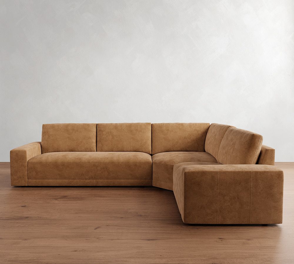 Rutherford Leather 3-Piece Wedge Sectional (137") | Pottery Barn