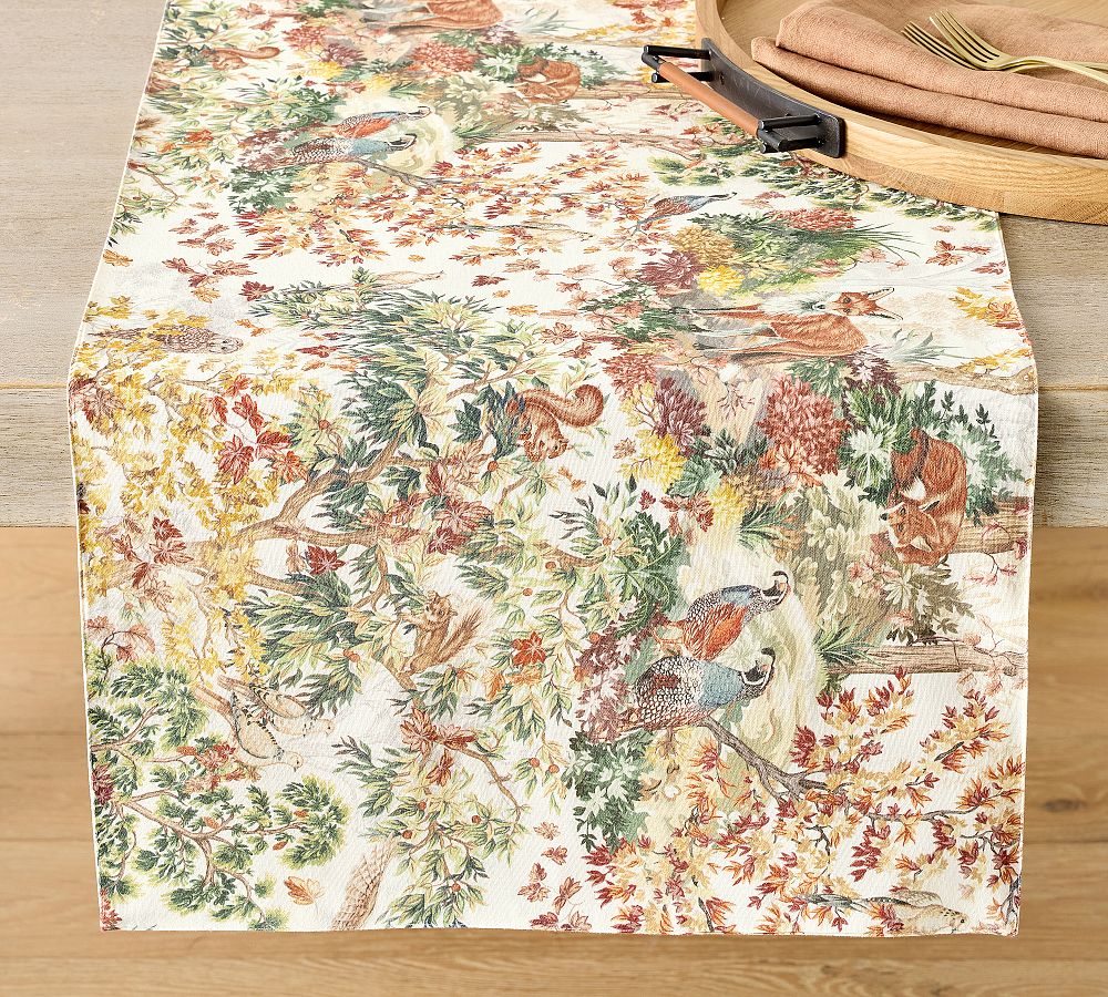 Fantastical Forest Cotton/Linen Table Runner | Pottery Barn