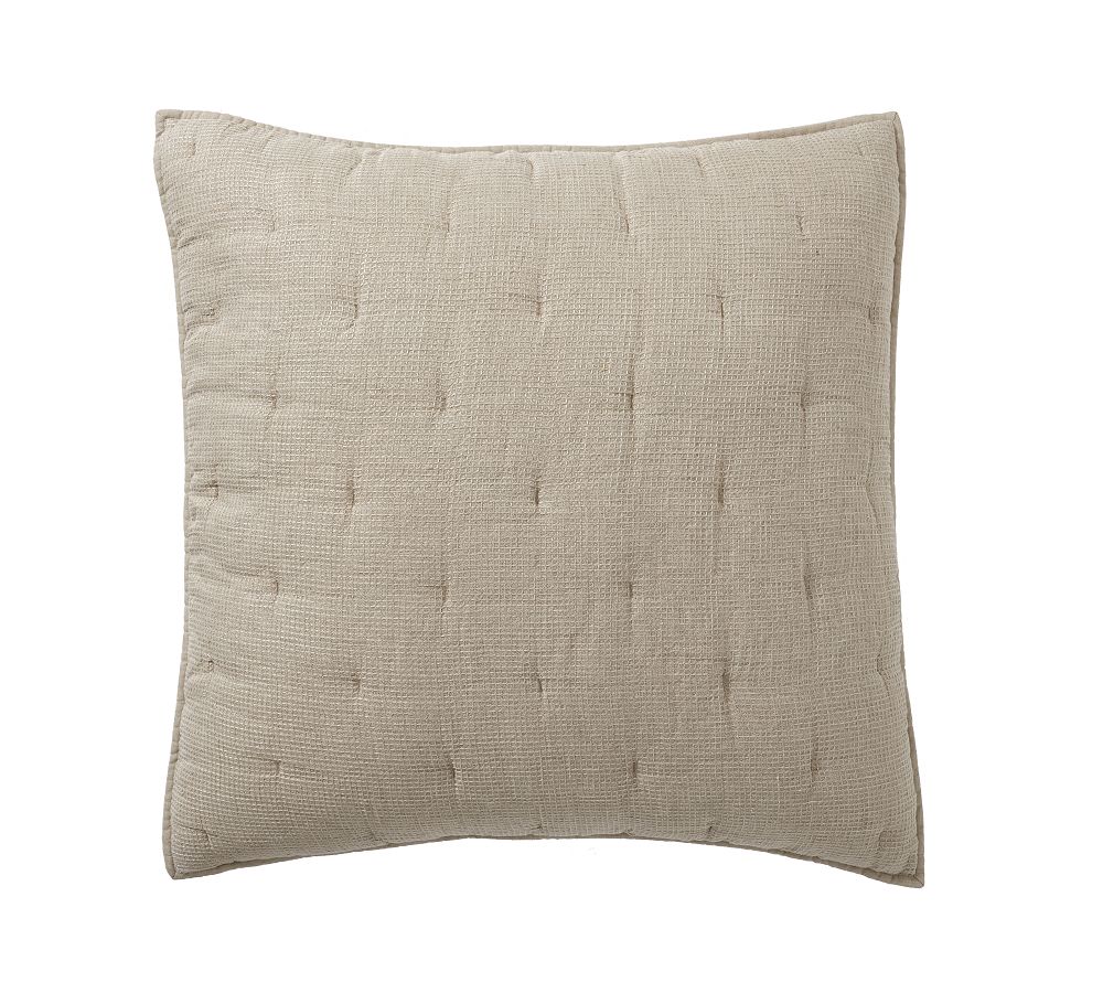 Open Box: European Flax Linen Waffle Quilted Sham, Euro Set of 2 - Dark ...