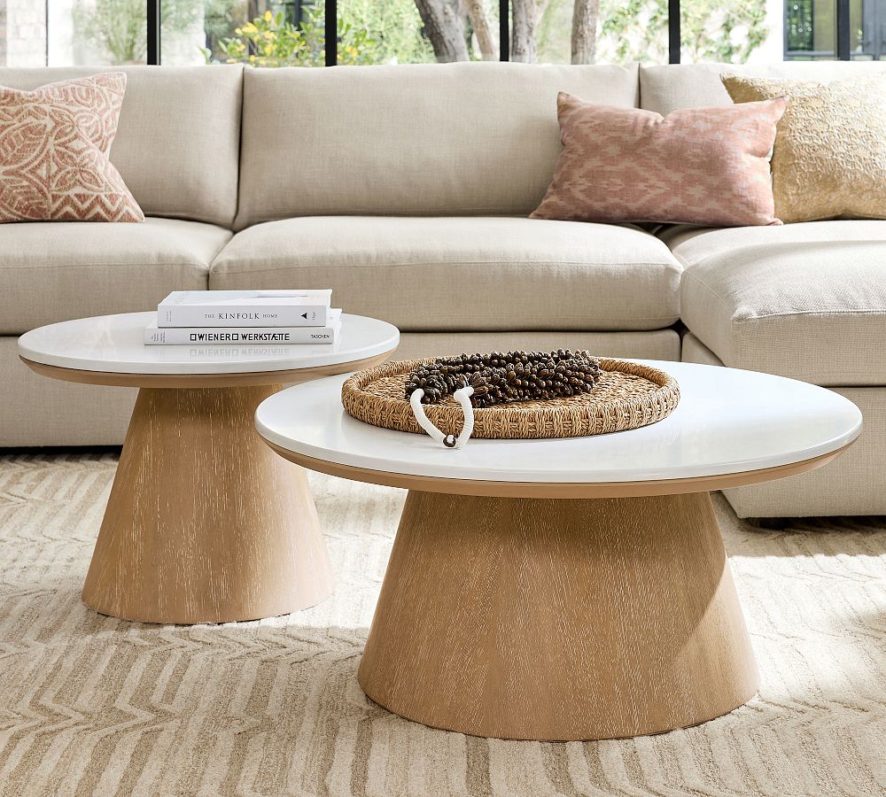 Ansel Round Quartz Nesting Coffee Tables | Pottery Barn