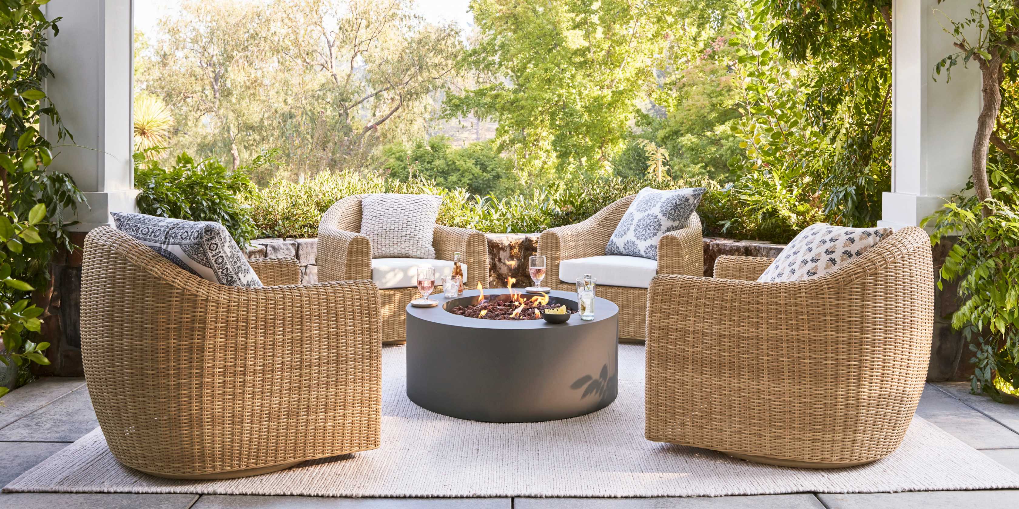 Gideon Outdoor Fire Lounge | Pottery Barn