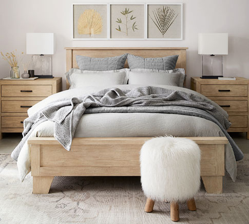 Wood Sumatra Hudson Velvet Bedroom Pottery Barn