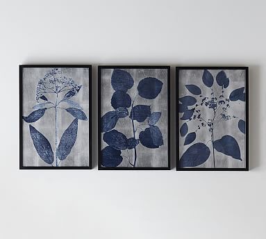 Indigo Silver Leaf Framed Prints | Pottery Barn