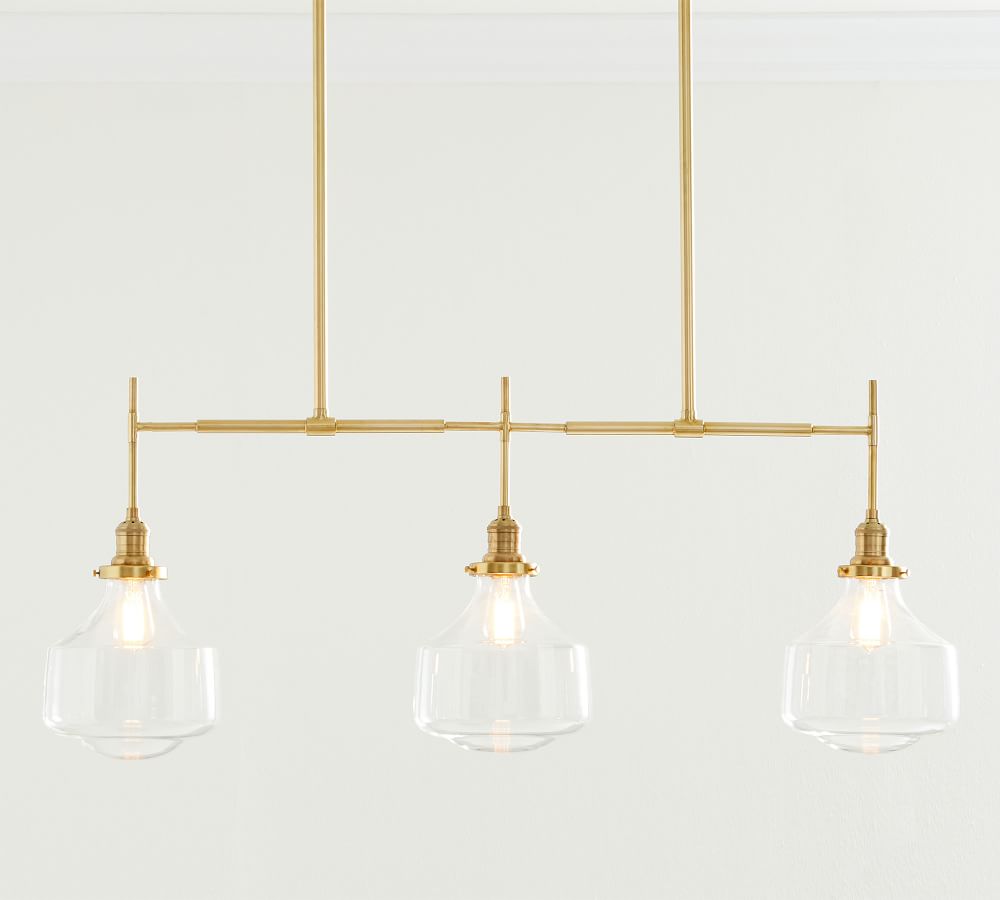 Schoolhouse Clear Glass Linear Chandelier | Pottery Barn