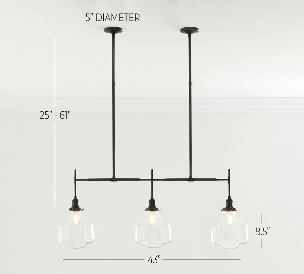 Schoolhouse Clear Glass Linear Chandelier | Pottery Barn
