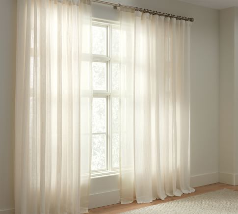 OPEN BOX: Custom Emery Linen/Cotton Rod Pocket Curtain, Ivory | Pottery ...