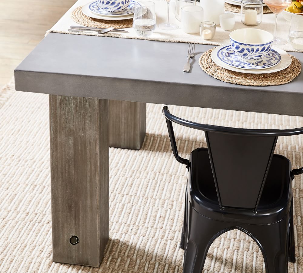 Abbott Indoor/Outdoor 96" Concrete & FSC® Acacia Chunky Leg Dining ...
