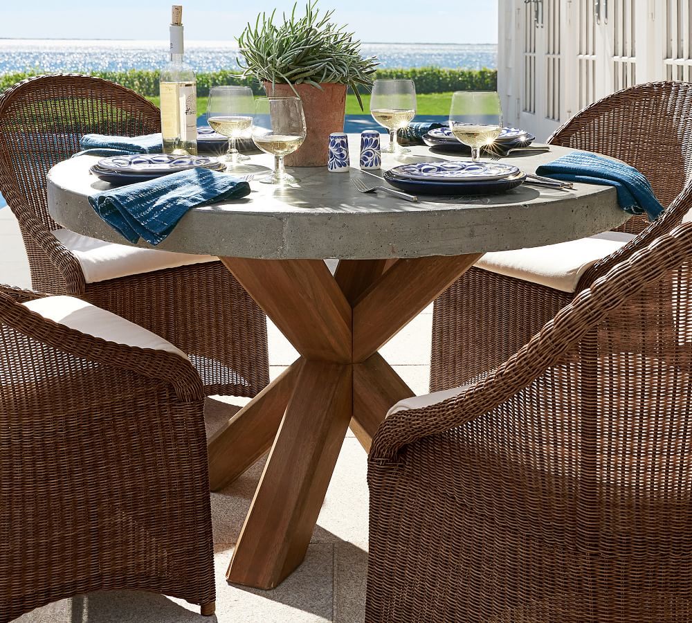 Abbott Indoor/Outdoor 48" Concrete & FSC® Acacia Round Dining Table ...