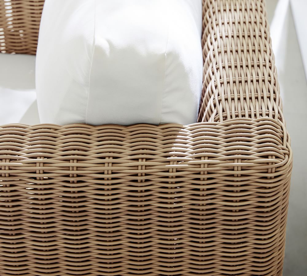 Huntington All-Weather Wicker Square Arm Lounge Chair | Pottery Barn