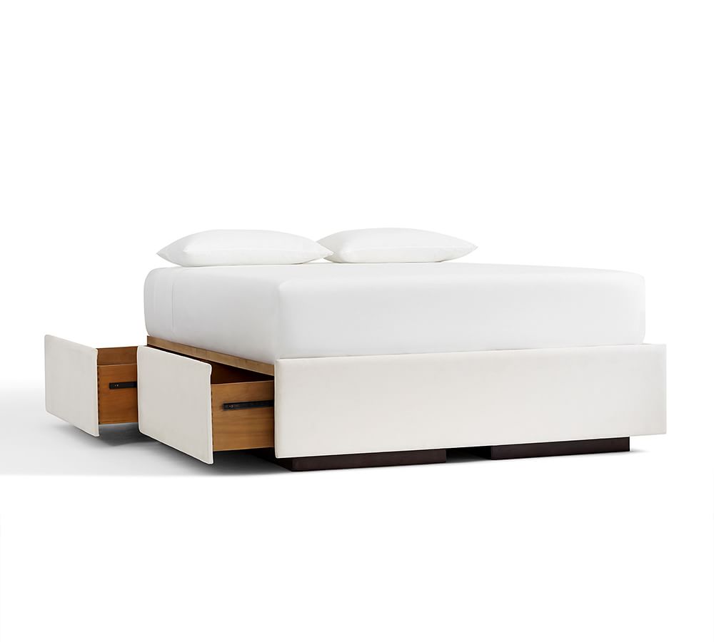 Upholstered Storage Platform Bed with Side Drawers | Pottery Barn