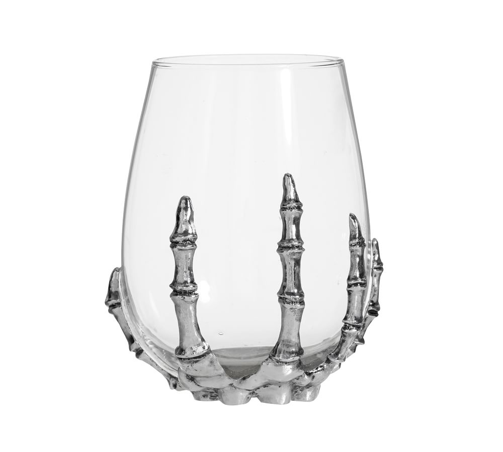 Skeleton Hand Stemless Wine Glass | Pottery Barn