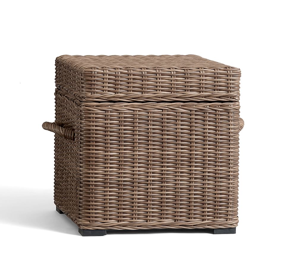 Torrey All-Weather Wicker Cube, Natural | Pottery Barn