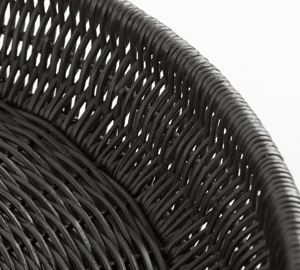 Woven Rattan Round Tray - Black | Pottery Barn