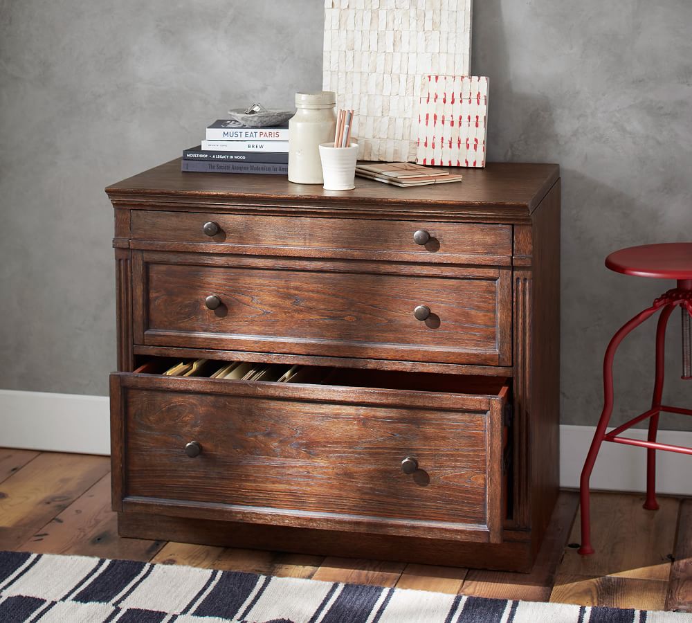 Livingston Double 2-Drawer Lateral Filing Cabinet with Top | Pottery Barn