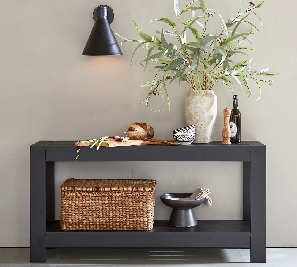 Malibu 60" Metal Console Table, Black | Pottery Barn
