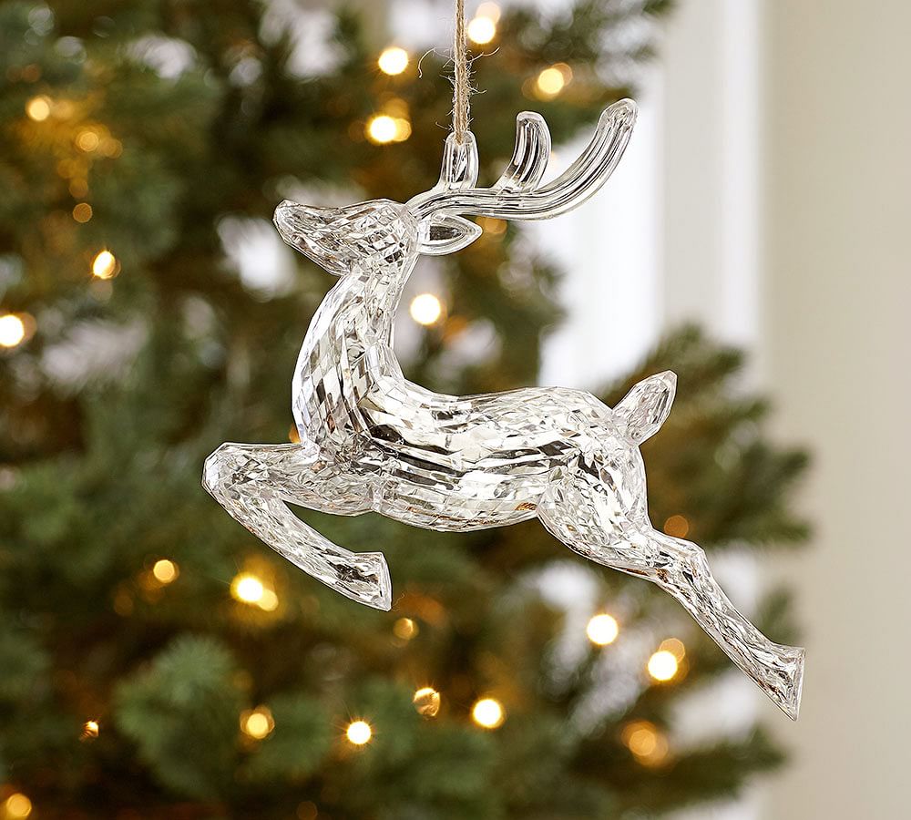 Acrylic Mirrored Reindeer Christmas Ornament | Pottery Barn
