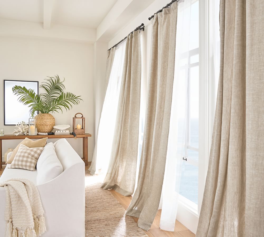 Emery Linen Sheer Curtain | Pottery Barn