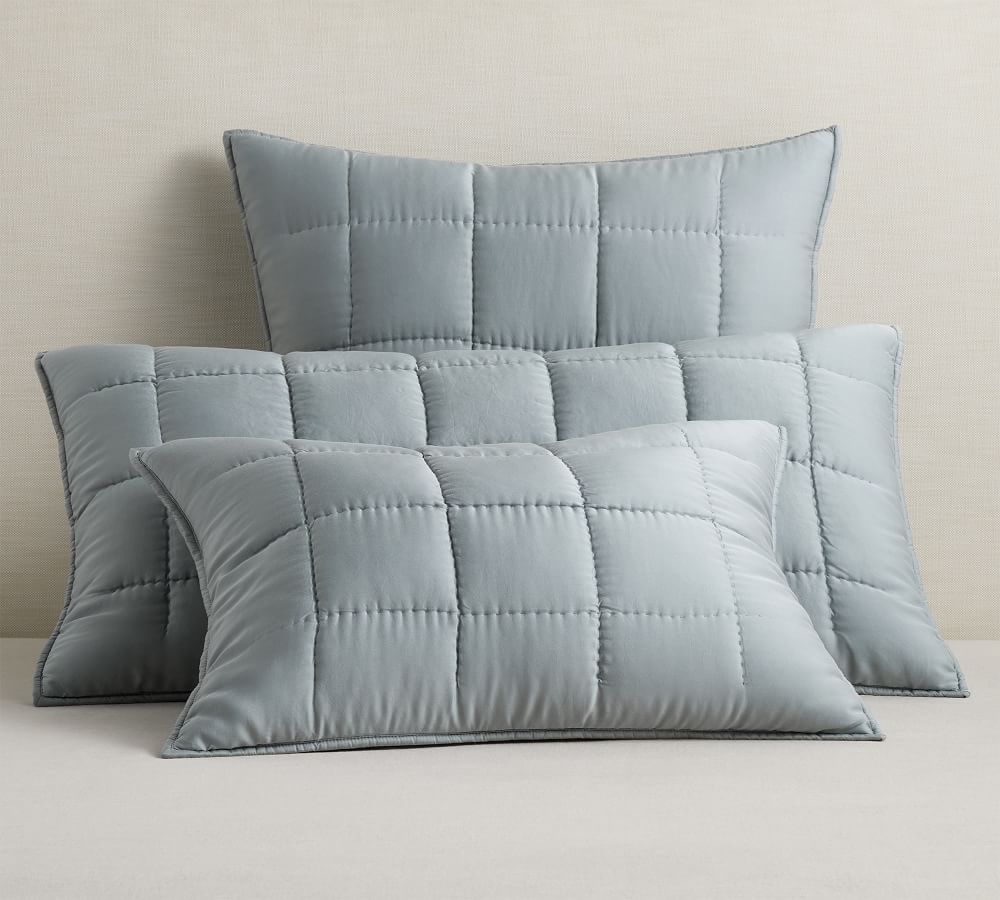 TENCEL™ Box Stitch Quilted Sham | Pottery Barn