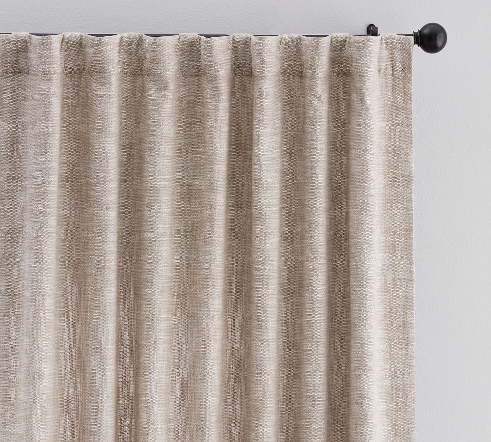 Custom Seaton Textured Cotton Curtain - Dark Flax | Pottery Barn