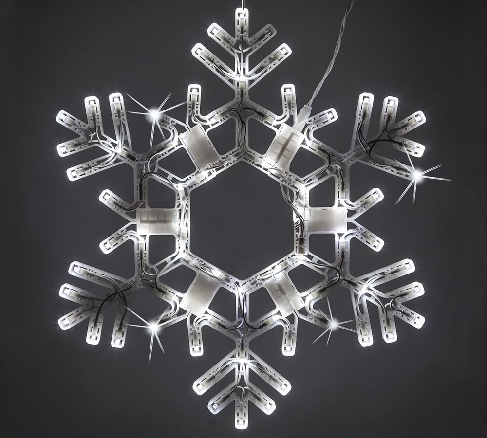 Cool White LED Folding Snowflake With Twinkle Lights | Pottery Barn