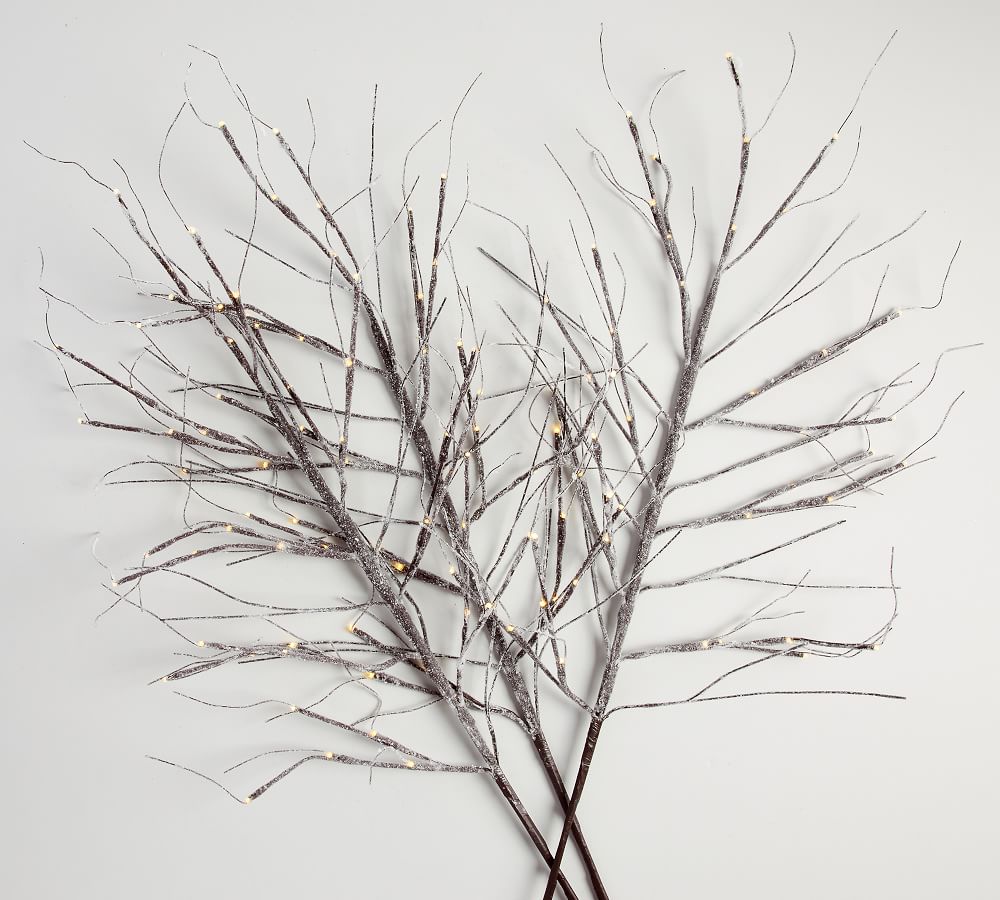 Pre-Lit Frosted Twig Bundle - Set of 3 | Pottery Barn