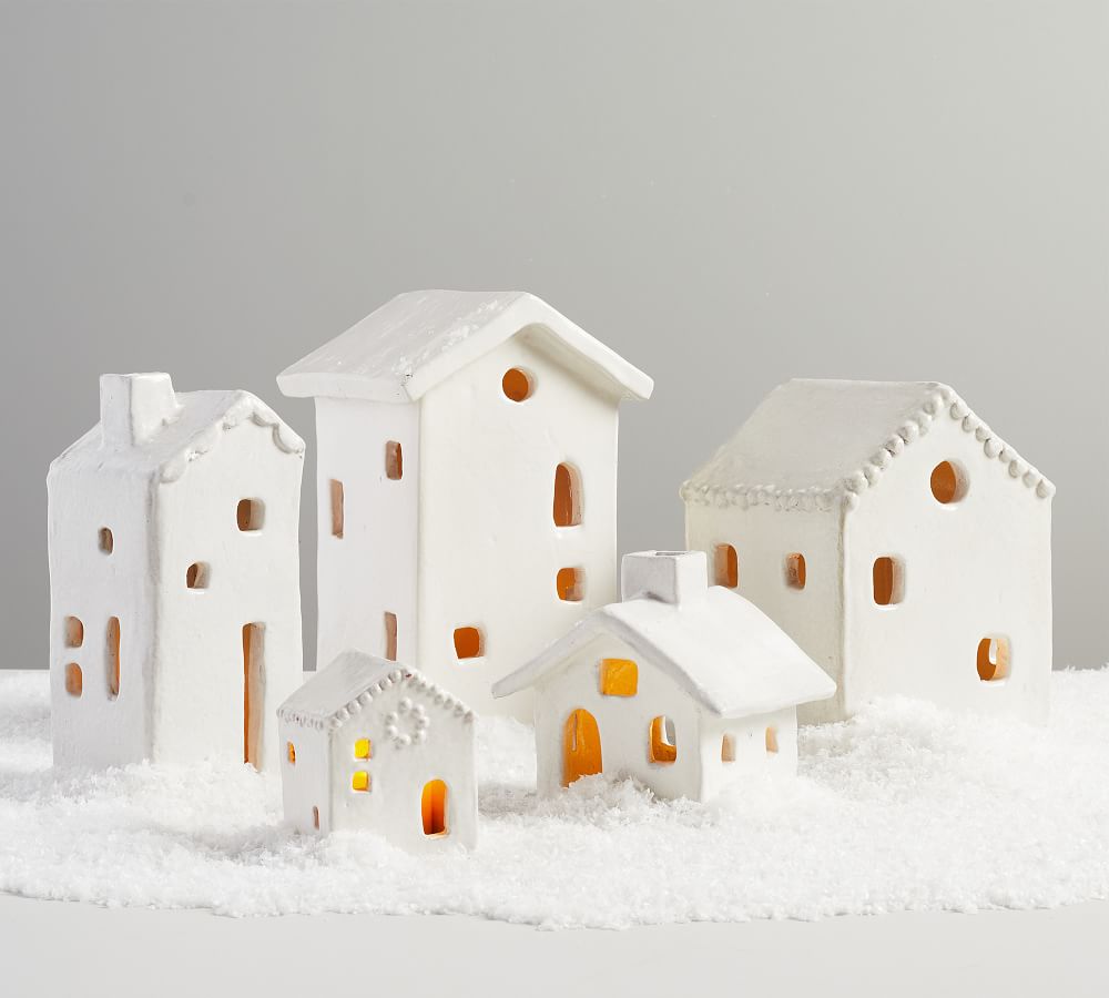 Handmade Ceramic Christmas Village Houses | Pottery Barn