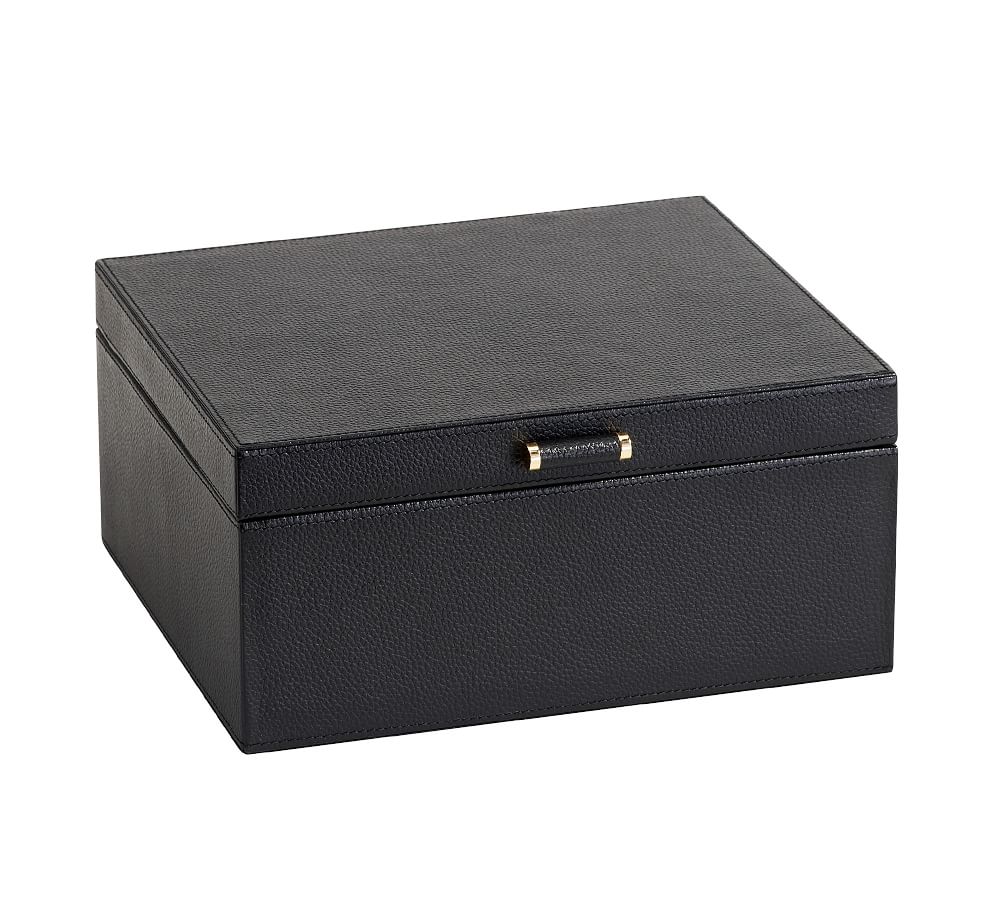 Quinn Medium Leather Jewelry Box, Shadow Printed | Pottery Barn