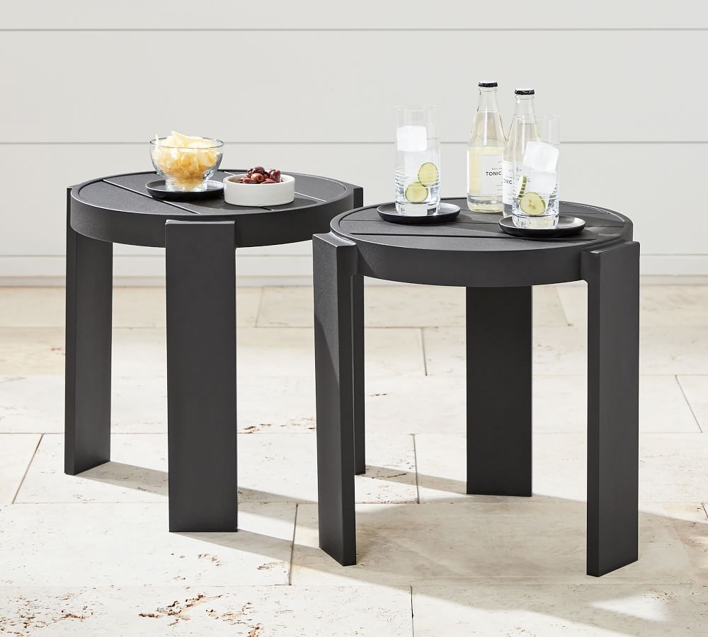 Malibu 18" Metal Stackable Side Stool, Set of 2, Black | Pottery Barn