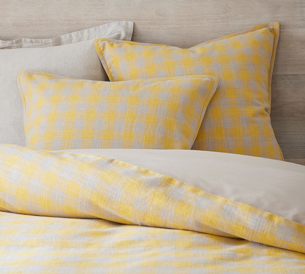 Dalton Check Linen/Cotton Duvet Cover | Pottery Barn