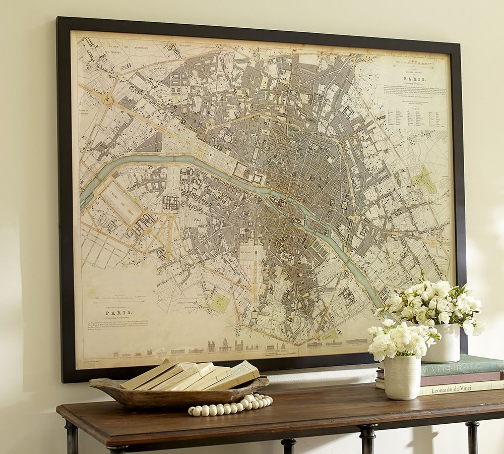 Vintage Inspired Paris Map Framed Print | Pottery Barn
