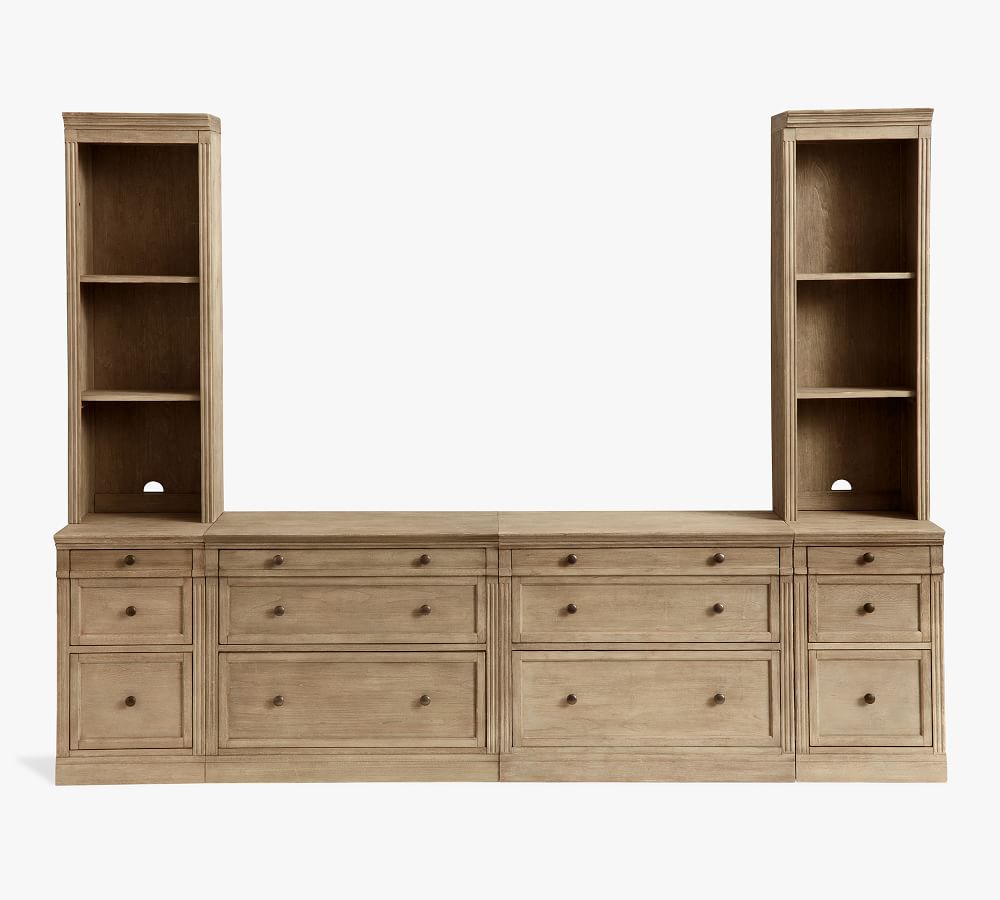Livingston 105" x 81" Bookcase Towers with Drawers | Pottery Barn