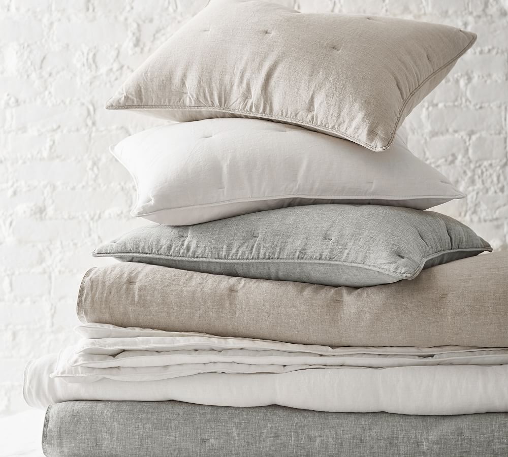 Belgian Flax Linen Comforter - White | Pottery Barn