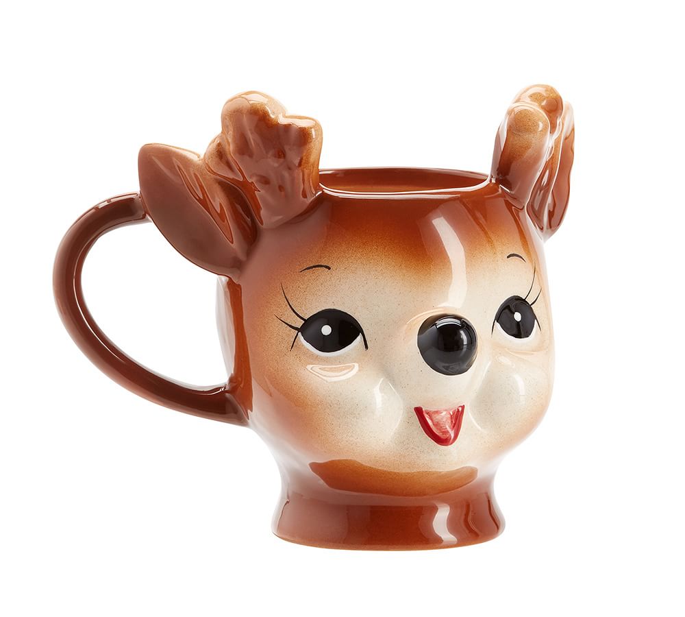 Cheeky Reindeer Figural Coffee Mug | Pottery Barn