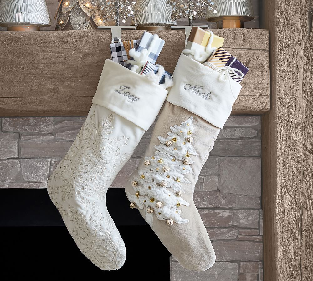Embellished Velvet Stockings | Pottery Barn