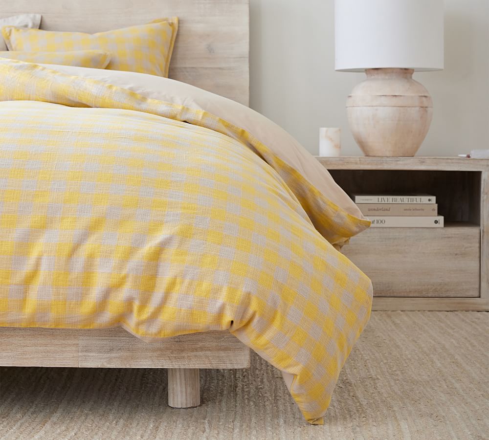 Dalton Check Linen/Cotton Duvet Cover | Pottery Barn
