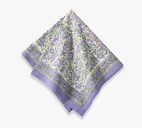 Lavender Blockprint Cotton Tablecloth | Pottery Barn