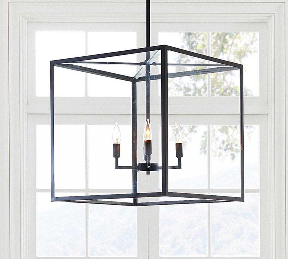 Manor Glass & Iron Square Pendant | Pottery Barn