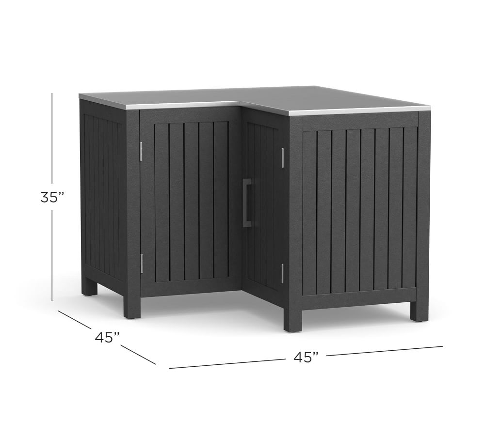 Indio Metal Outdoor Kitchen Corner Cabinet, Slate | Pottery Barn
