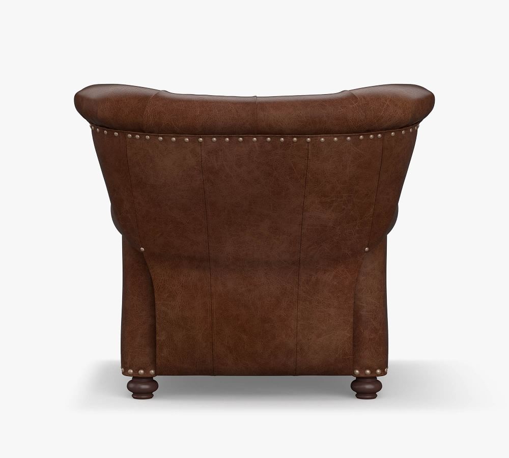 Lansing Tufted Leather Recliner with Nailheads | Pottery Barn