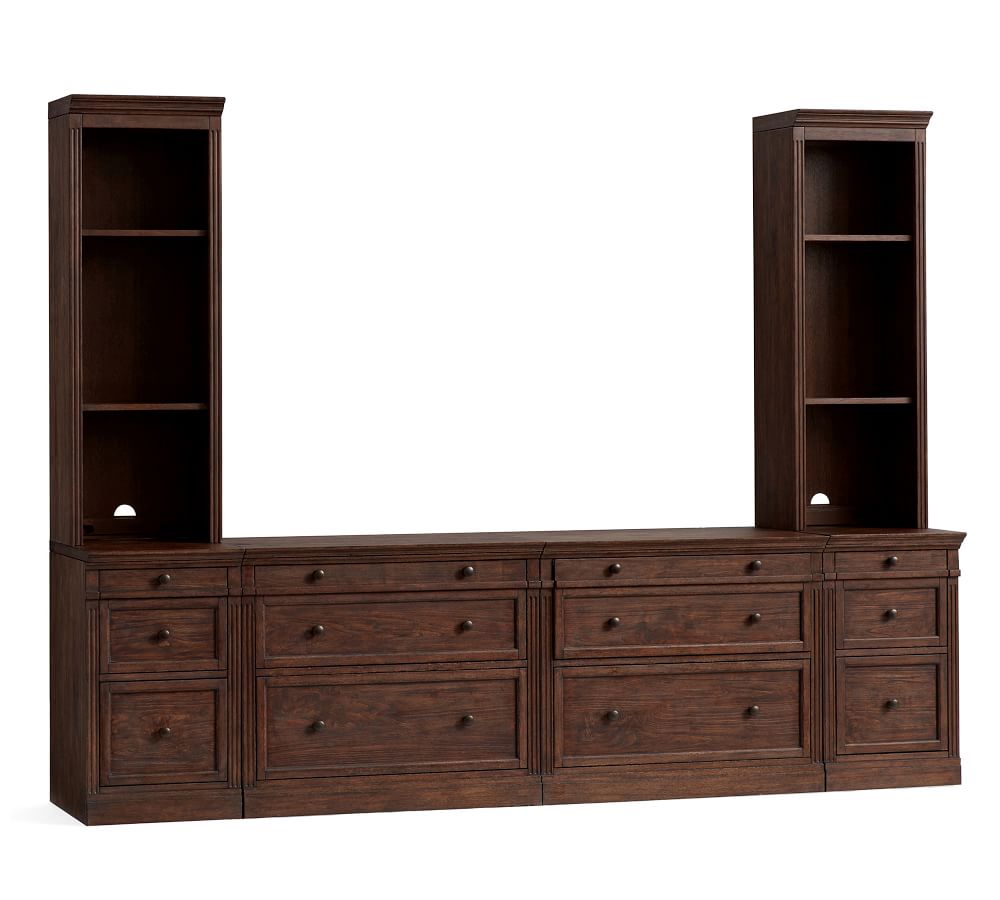 Livingston 105" x 81" Bookcase Towers with Drawers | Pottery Barn