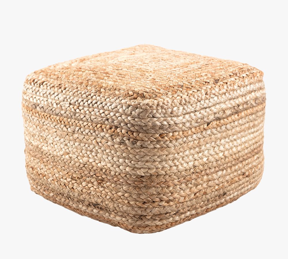 Square Hand Braided Jute Pouf | Pottery Barn
