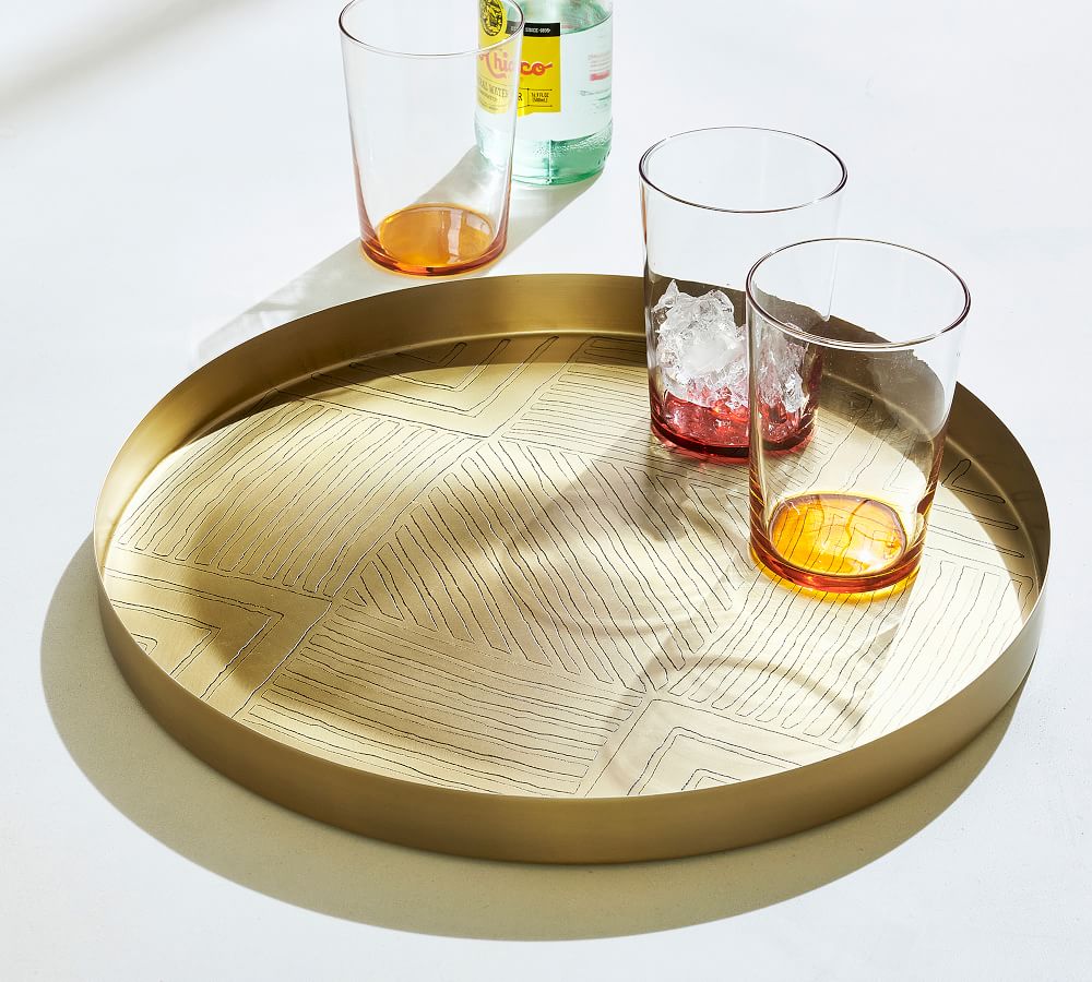 BADG Triumphant Etched Handcrafted Bar Serving Tray | Pottery Barn
