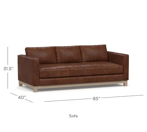 Jake Leather Sofa Wood Base | Pottery Barn